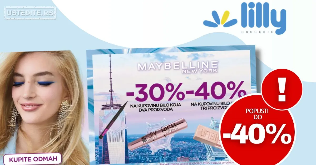 Lilly akcija Maybelline 16-31.1.2025. - ustedite.rs
