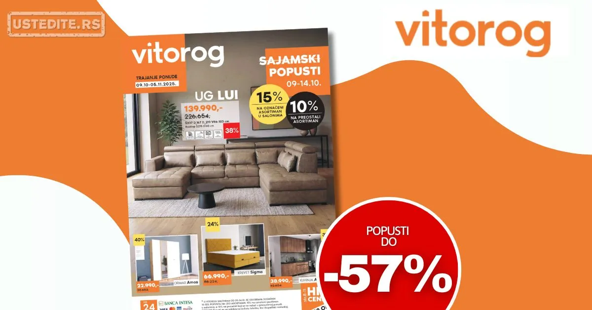 Vitorog katalog – POPUSTI NA MODERAN NAMEŠTAJ 9.10-5.11.2025. - ustedite.rs