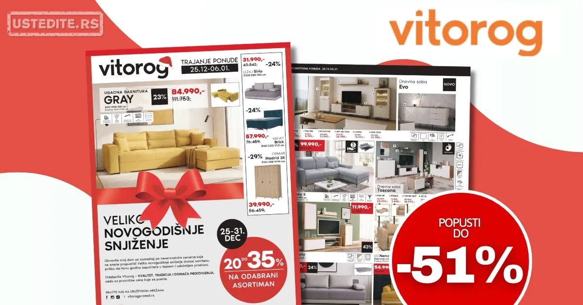 Vitorog katalog NOVOGODIŠNJE SNIŽENJE 25.12.2025-6.1.2026. - ustedite.rs